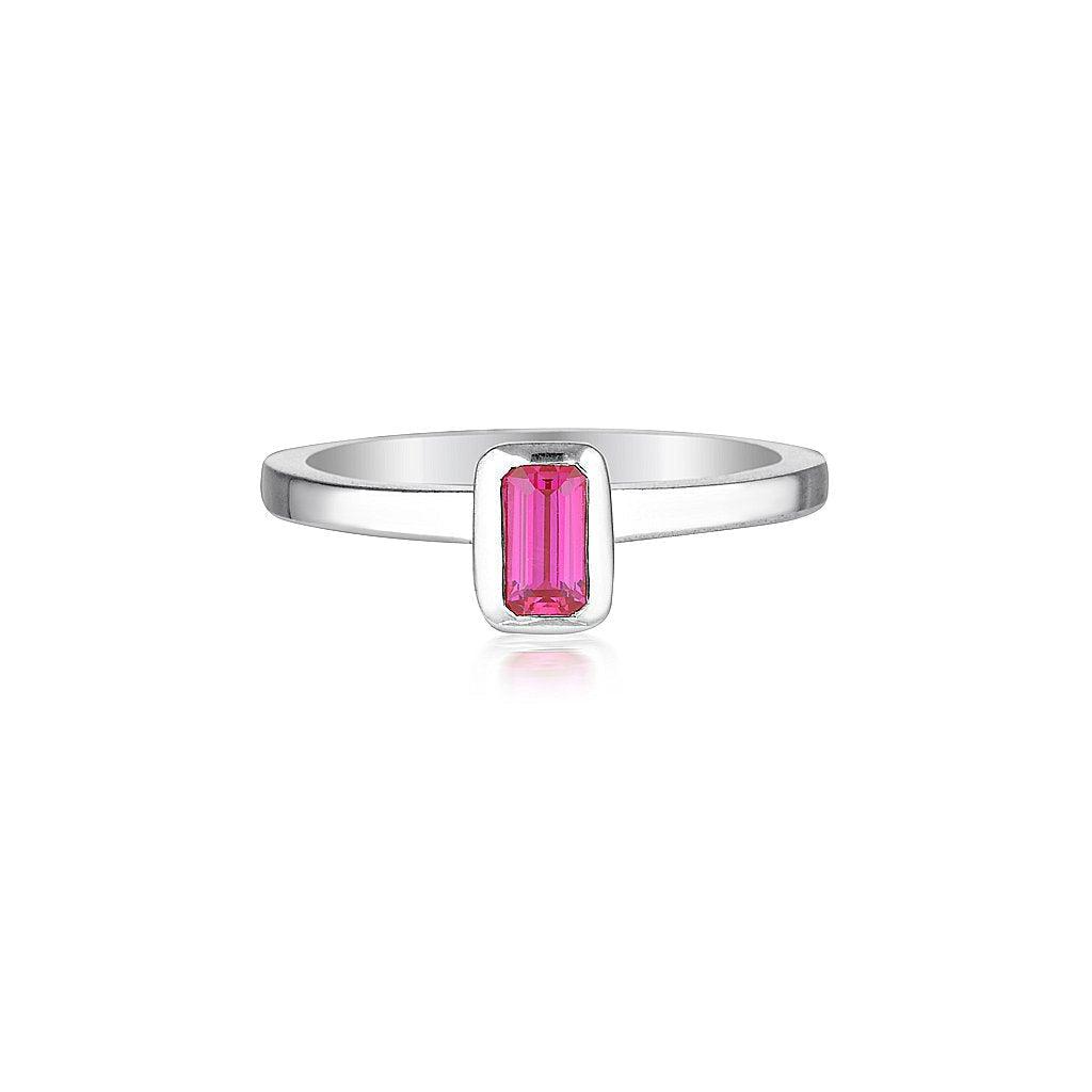 Celebration Stacker Ring - Small Emerald Cut Rectangle - Red Corundum – UbyKate