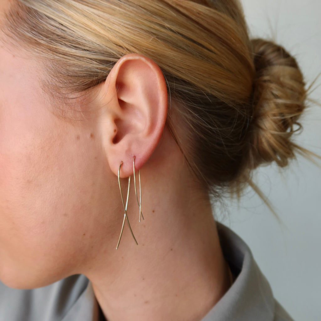 Fine Thread Wishbone Earrings - 9ct Yellow Gold - Available in 2 Sizes ...