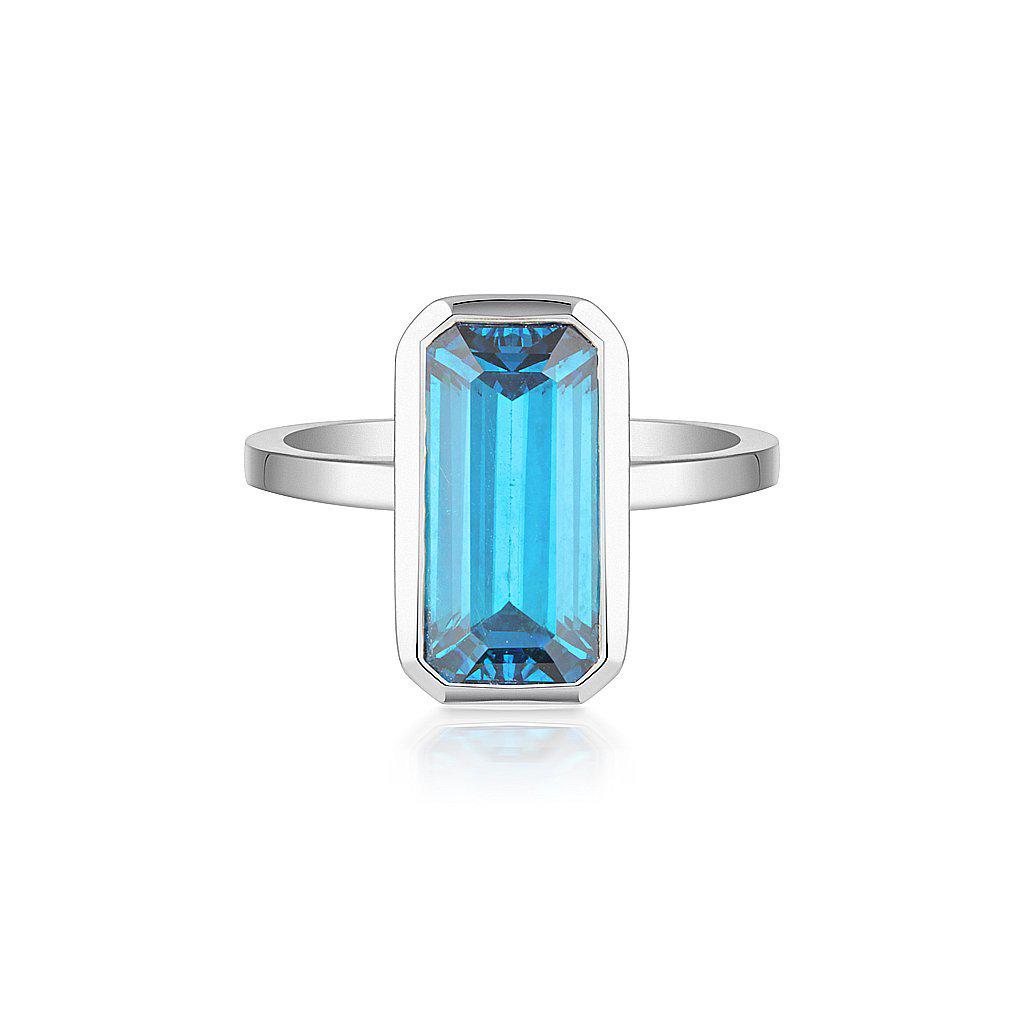 Celebration Stacker Ring - Large Emerald Cut Rectangle - Blue Zircon ...