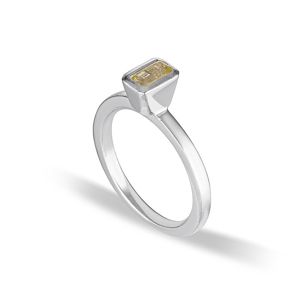 Celebration Stacker Ring - Small Emerald Cut Rectangle - Lemon Quartz – UbyKate