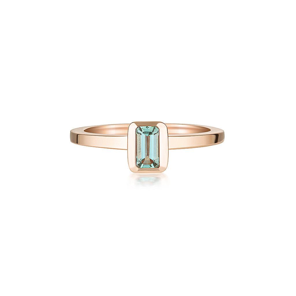 SAMPLE Size O | Rose Gold Celebration Stacker Ring - Small Emerald Gre ...